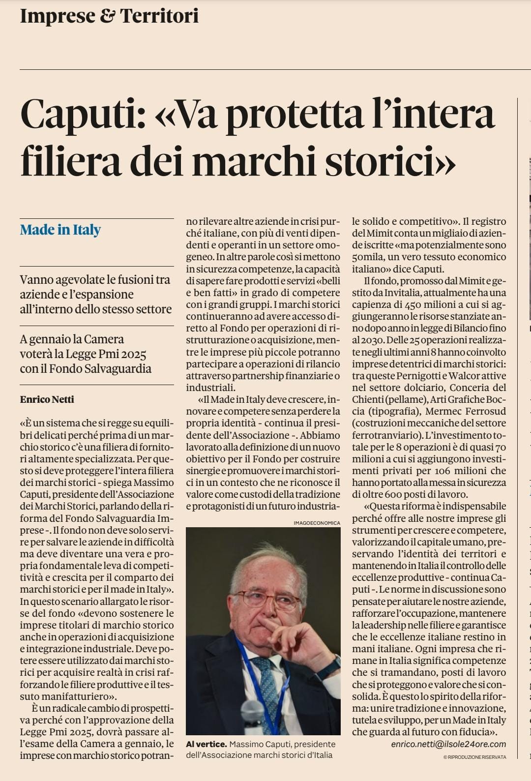 Business Safeguard Fund: the Sole 24 Ore on the initiative supported by ...